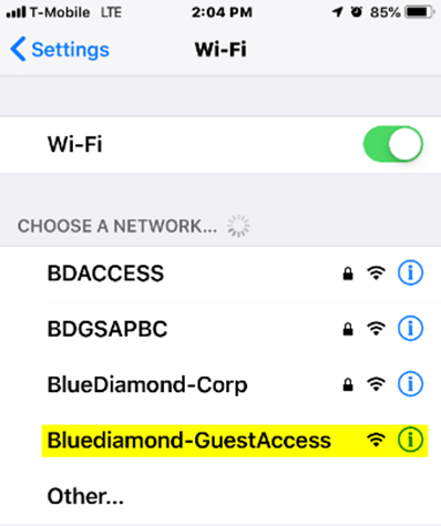 How do guests connect to the Bluediamond-GuestAccess wireless network ...